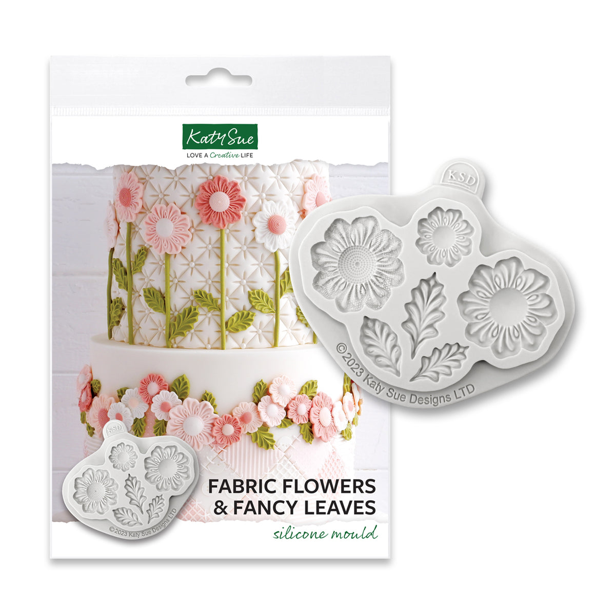 Fabric Flowers and Fancy Leaves Silicone Mould | Katy Sue Designs