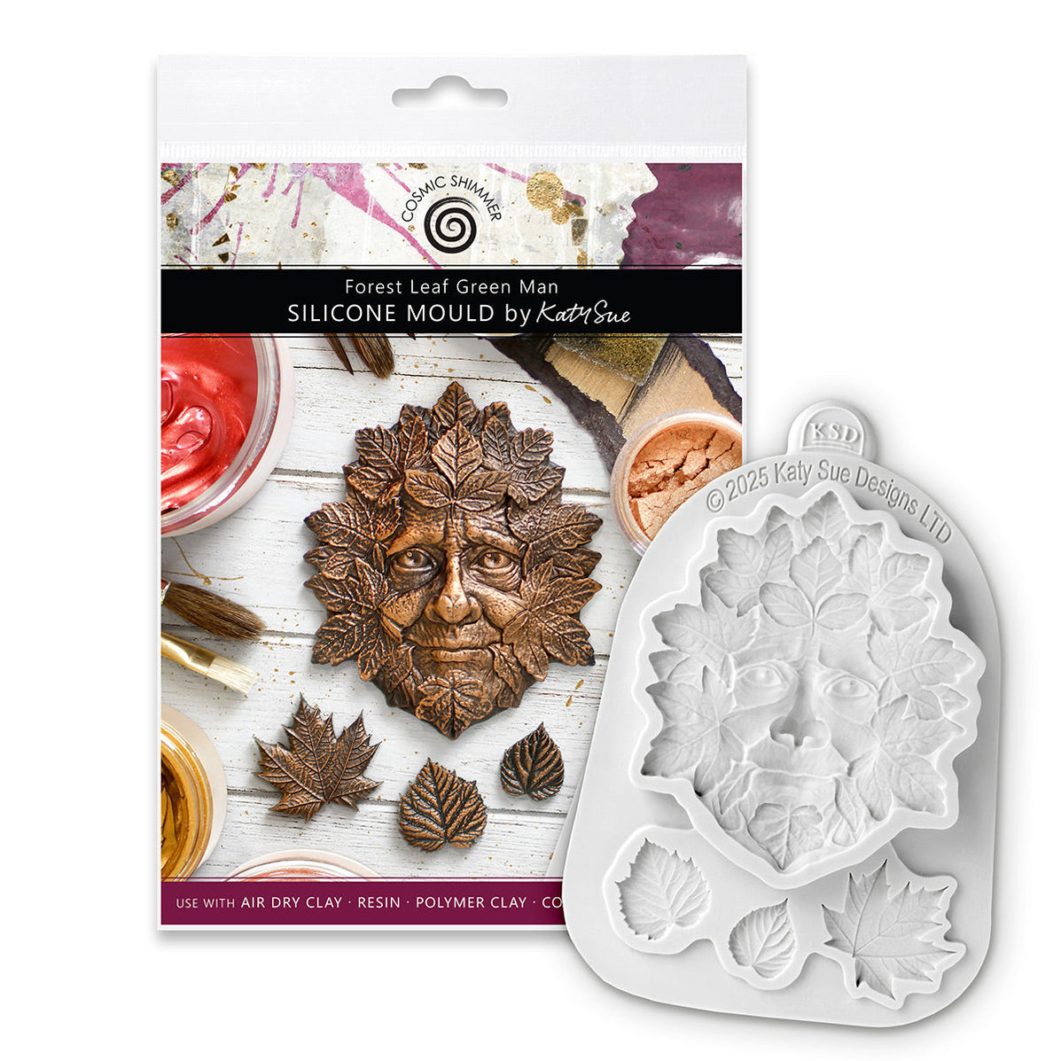 Cosmic Shimmer Forest Leaf Green Man Silicone Mould | Katy Sue Designs