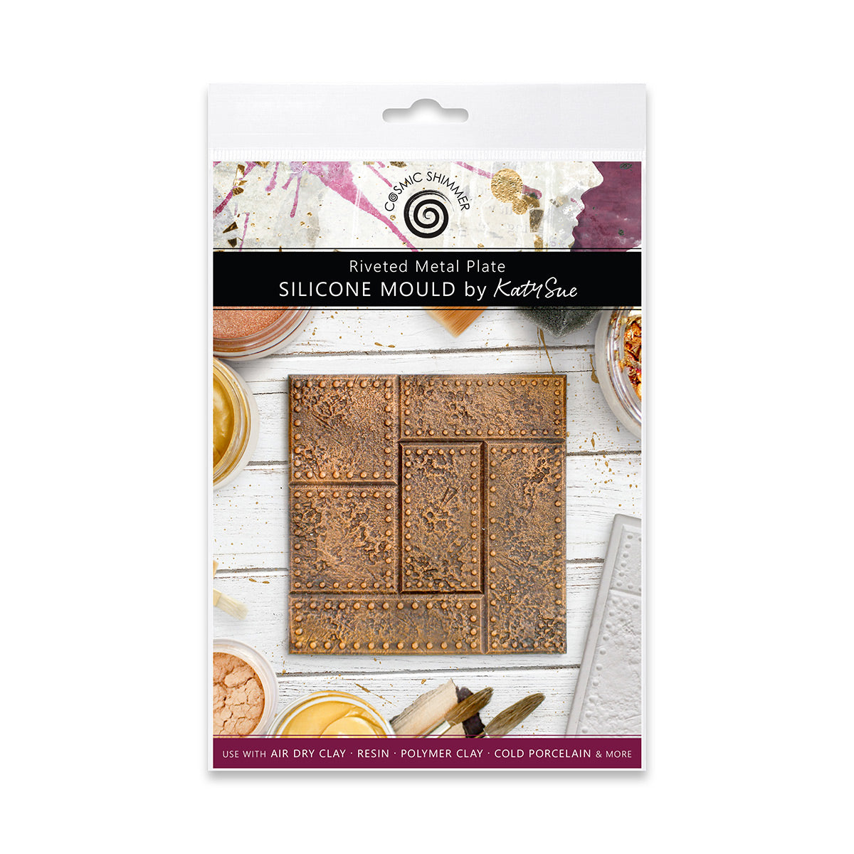 Cosmic Shimmer Riveted Metal Plate Silicone Mould | Katy Sue Designs