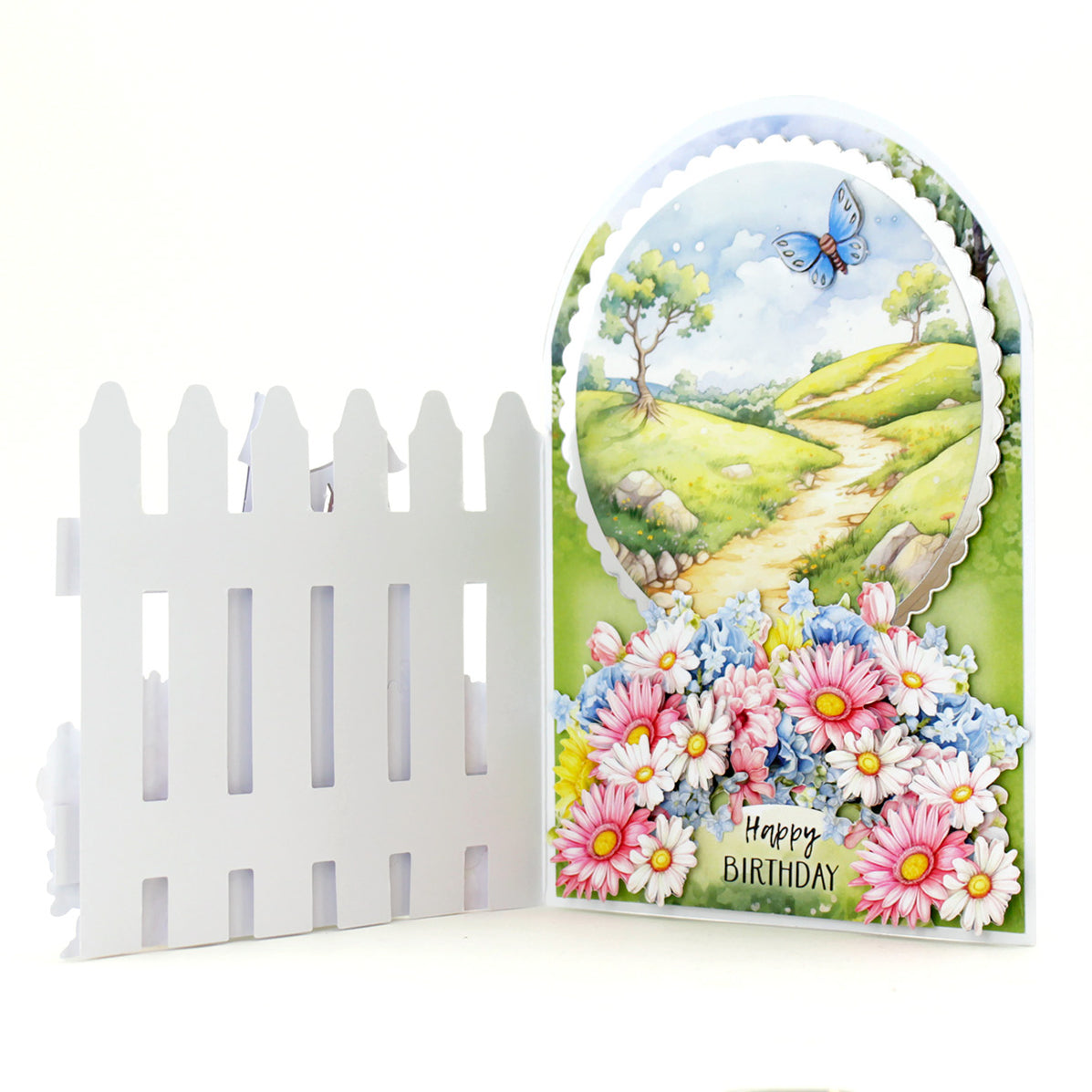 White 5x7 Picket Fence Cards & Envelopes, pack of 12 | Katy Sue Designs