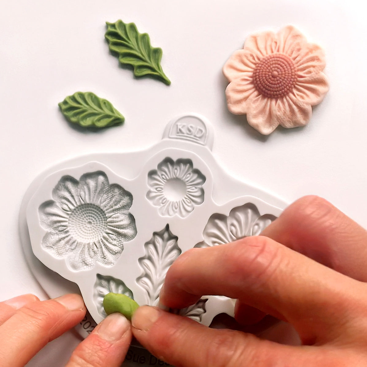 Fabric Flowers and Fancy Leaves Silicone Mould | Katy Sue Designs