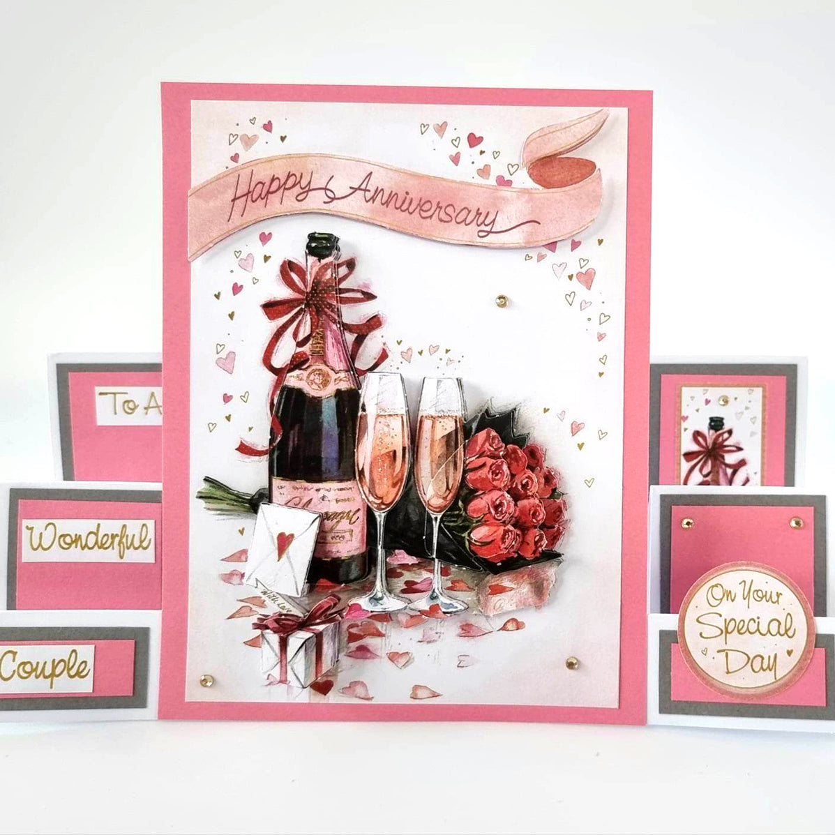 Die Cut Decoupage – Champagne and Roses (pack of 3) — Katy Sue Designs