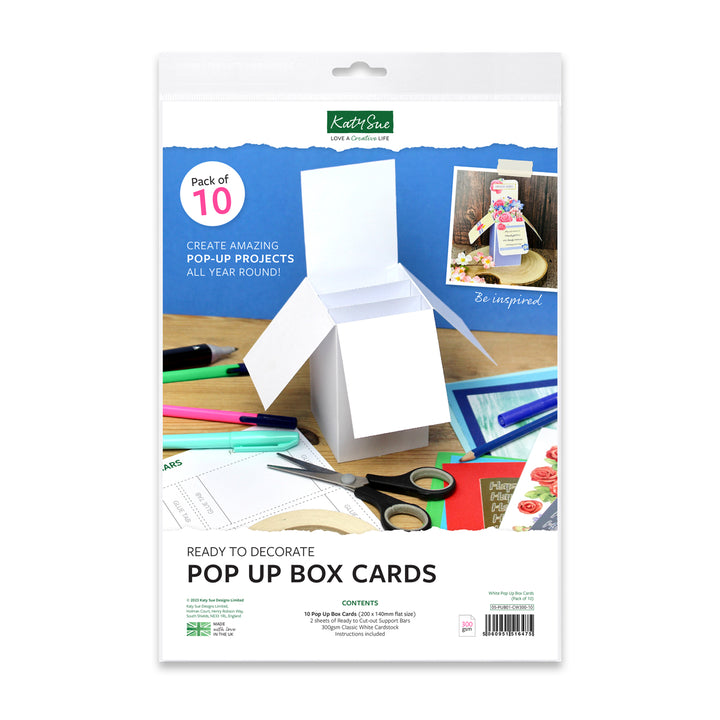White Pop Up Box Cards, Pack of 10 | Katy Sue Designs