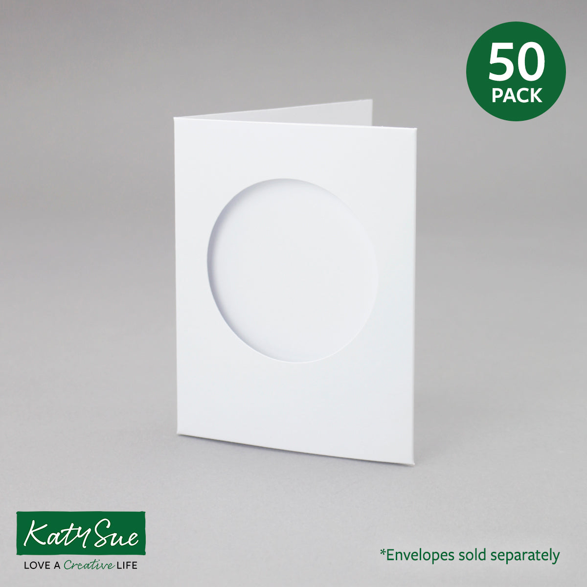 White Circle Aperture Cards 88x114mm (pack of 50) — Katy Sue Designs