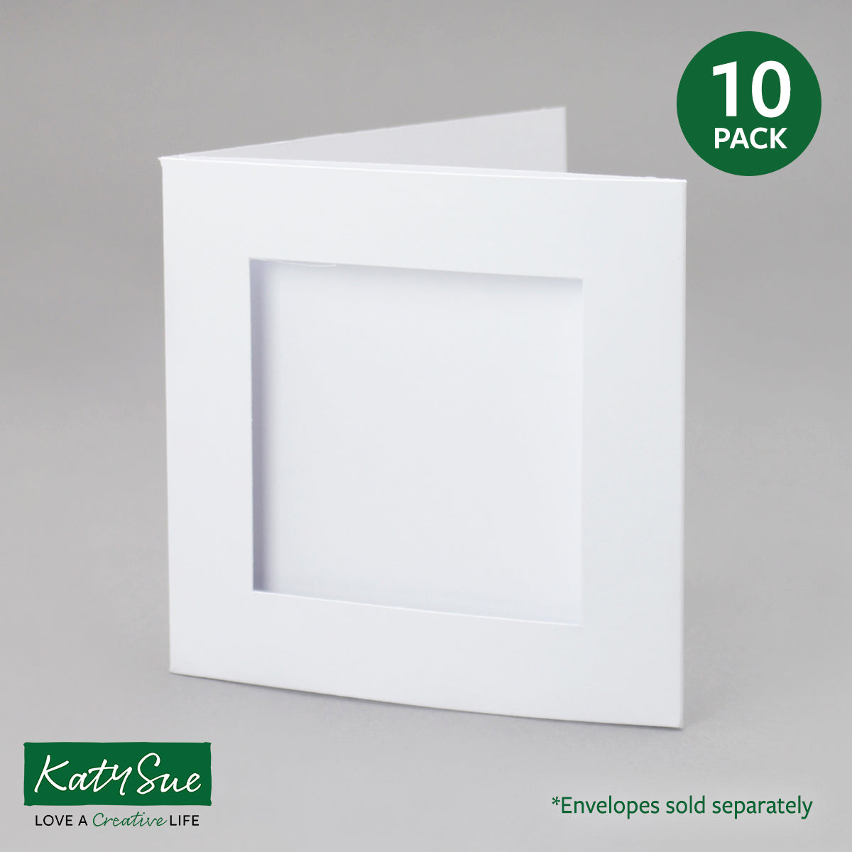White Square Aperture Cards 144x144mm (pack of 10) — Katy Sue Designs