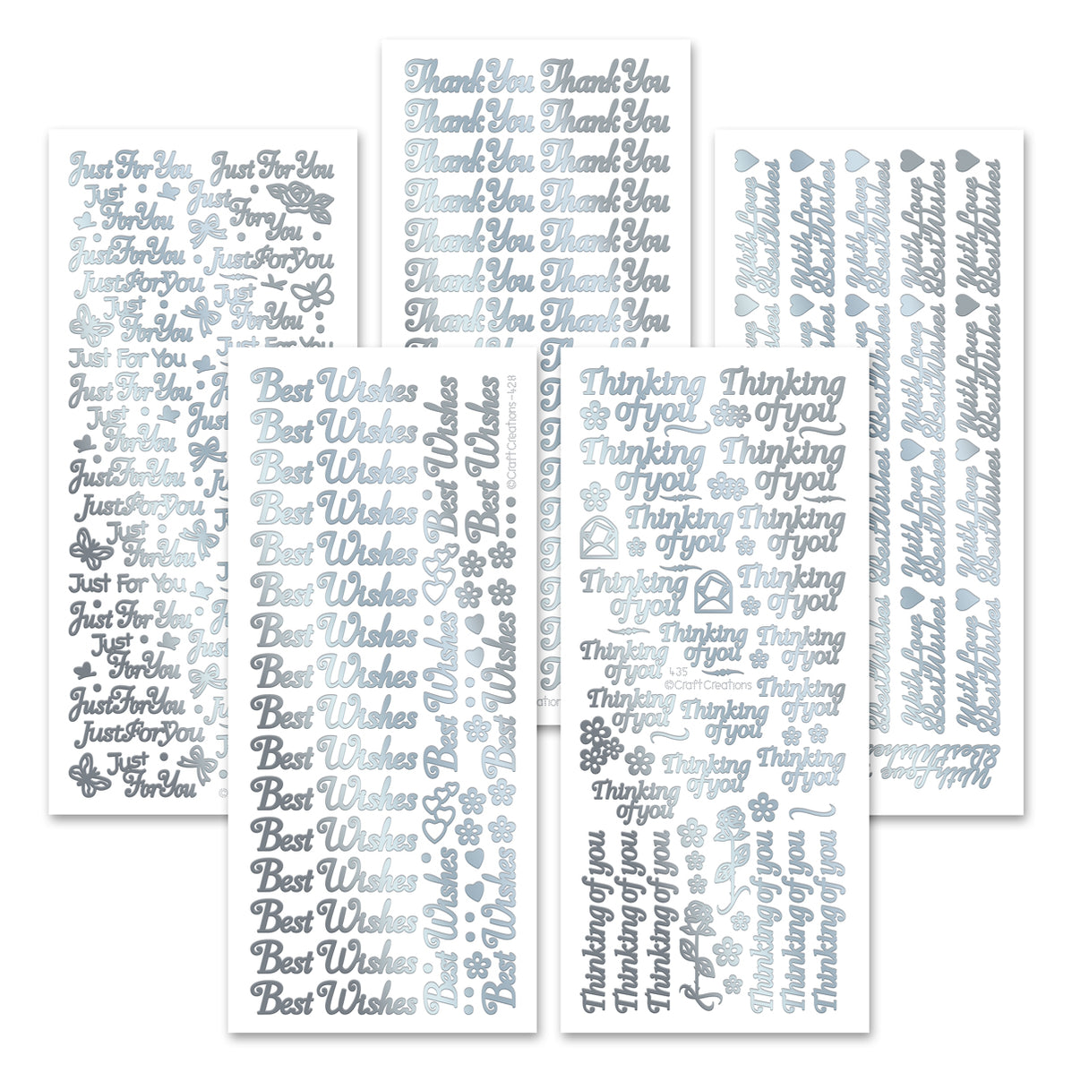 Everyday Words Silver Self Adhesive Stickers, pack of 15 — Katy Sue Designs