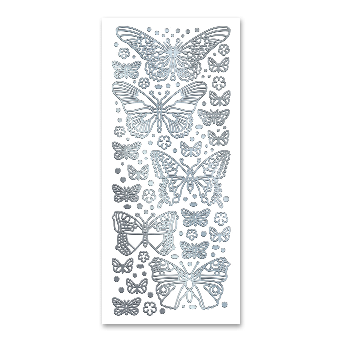 Butterflies (L&S) Silver Self Adhesive Peel Off Stickers — Katy Sue Designs