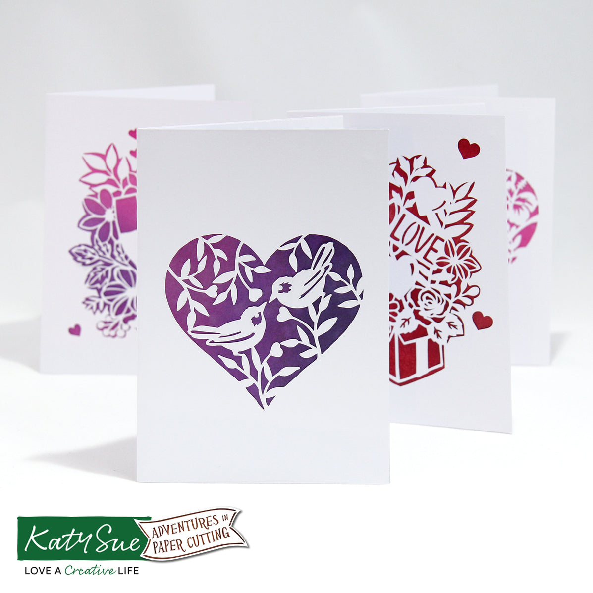 Adventures in Paper Cutting | Hearts & Flowers Cards Set | Katy Sue Designs
