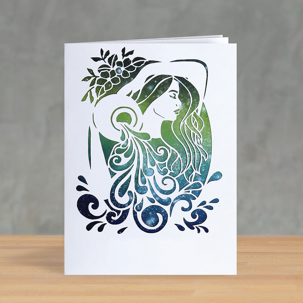 Aquarius Paper Cutting Greetings Card + Wall Art Digital Templates ...