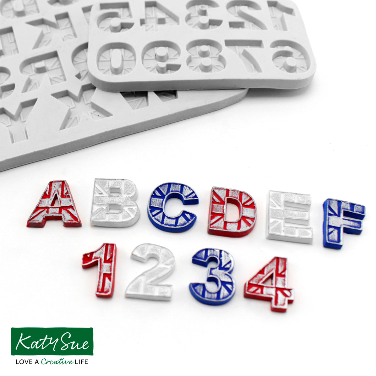 Union Jack Alphabet and Numbers Silicone Moulds, set of 2 — Katy Sue ...