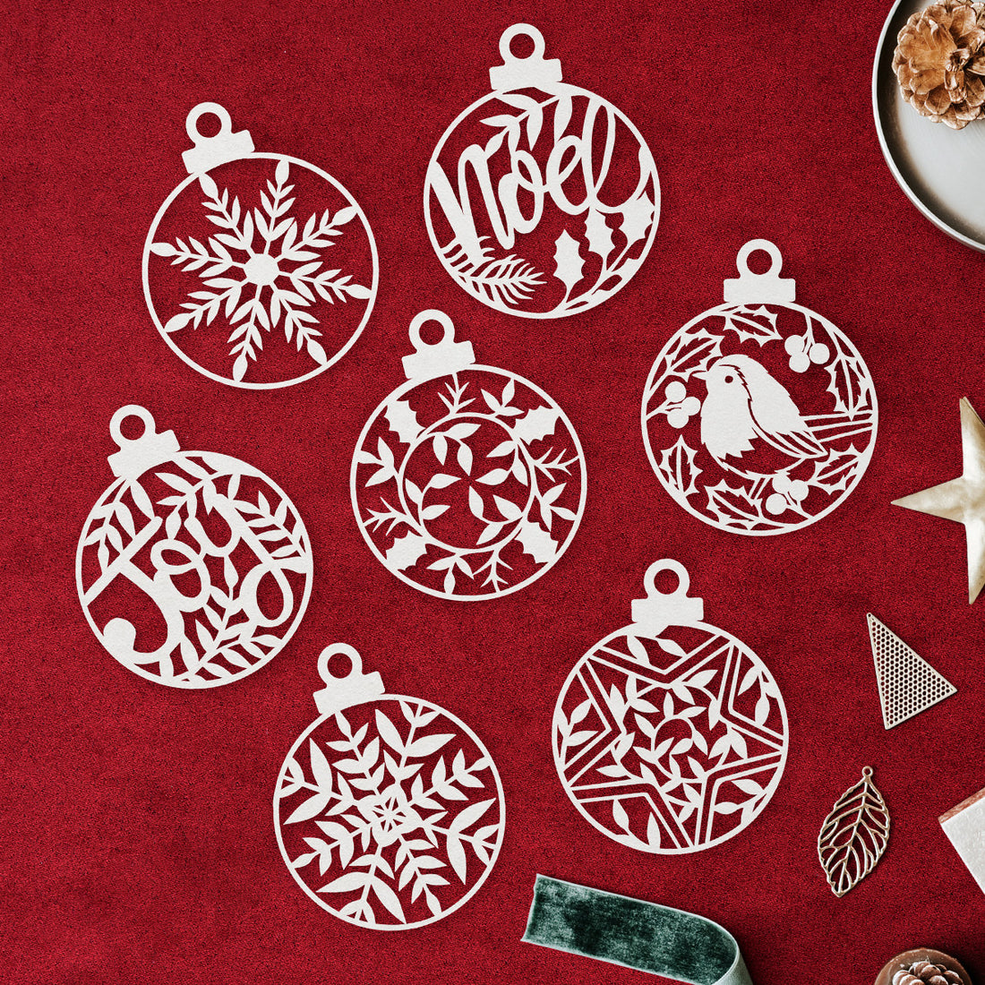 Christmas Baubles Paper Cutting Digital Templates — Katy Sue Designs