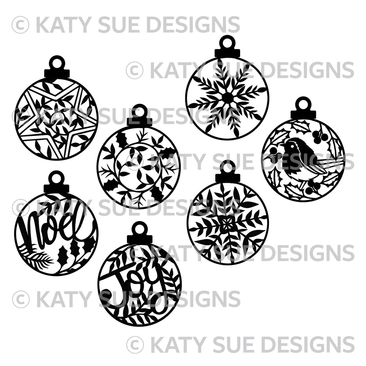 Christmas Baubles Paper Cutting Digital Templates — Katy Sue Designs