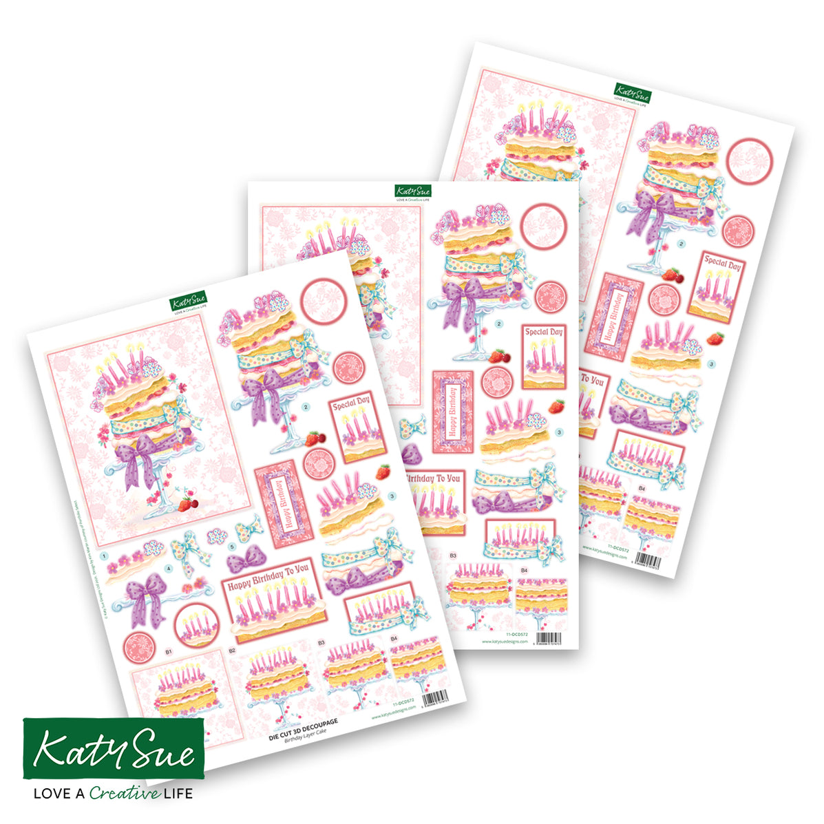 Die Cut Decoupage – Birthday Layer Cake (pack of 3) — Katy Sue Designs