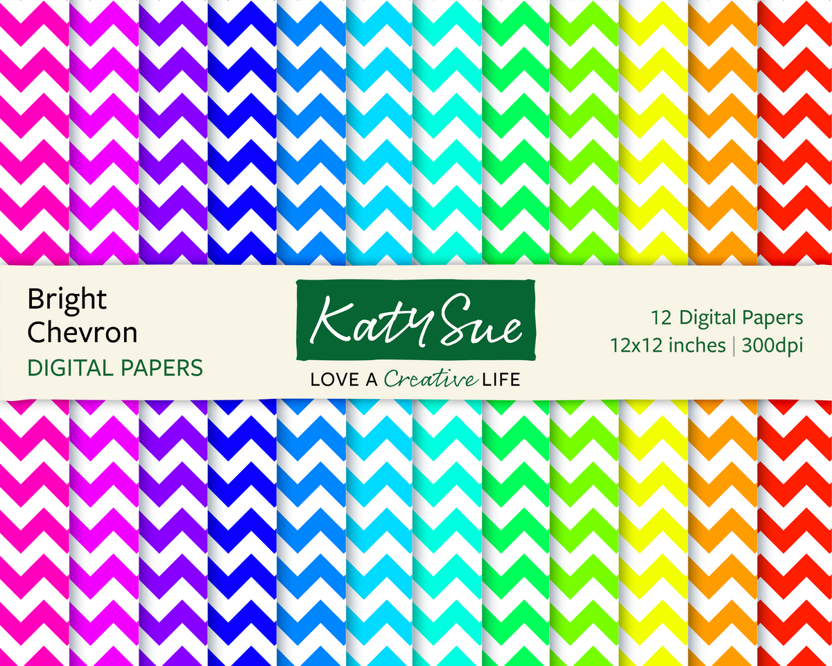 Bright Chevron | 12x12 Digital Papers | Katy Sue Designs