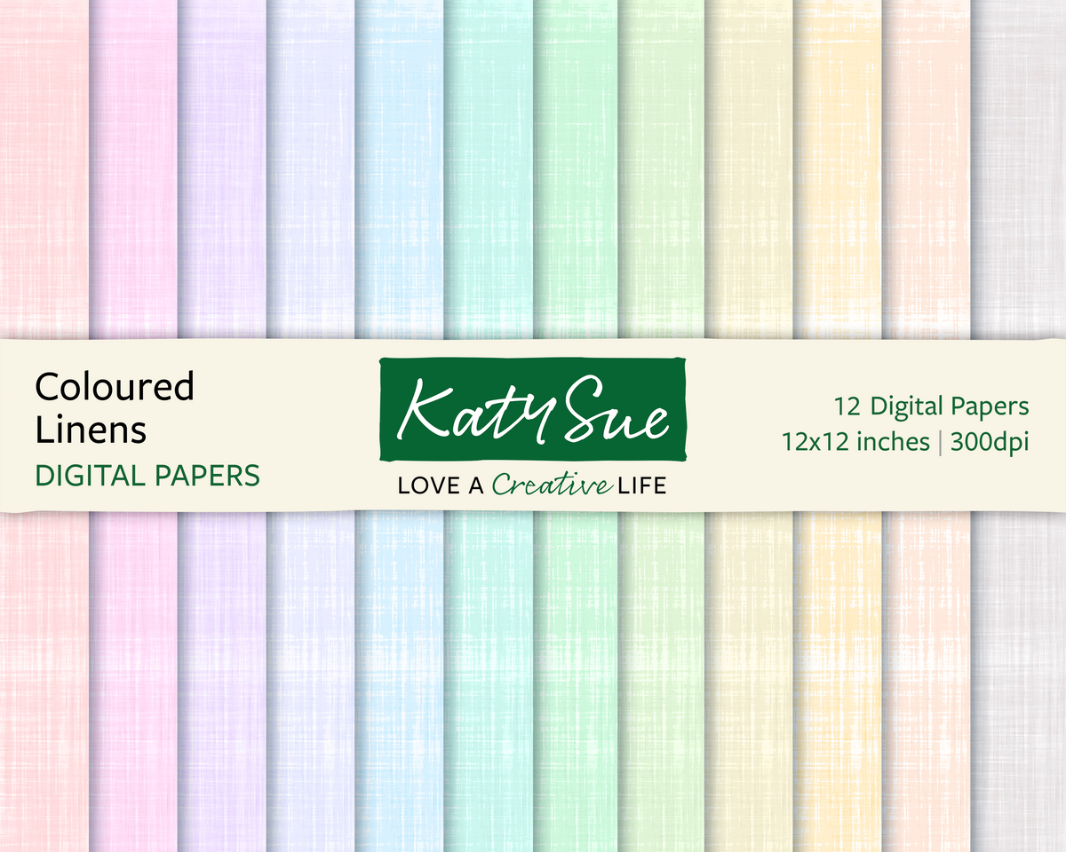 Coloured Linen | 12x12 Digital Papers | Katy Sue Designs