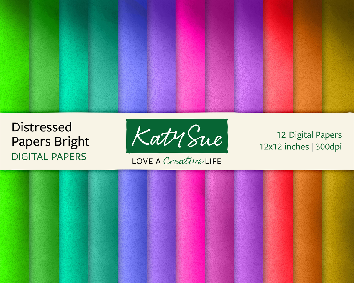 Distressed Papers Bright | 12x12 Digital Papers | Katy Sue Designs