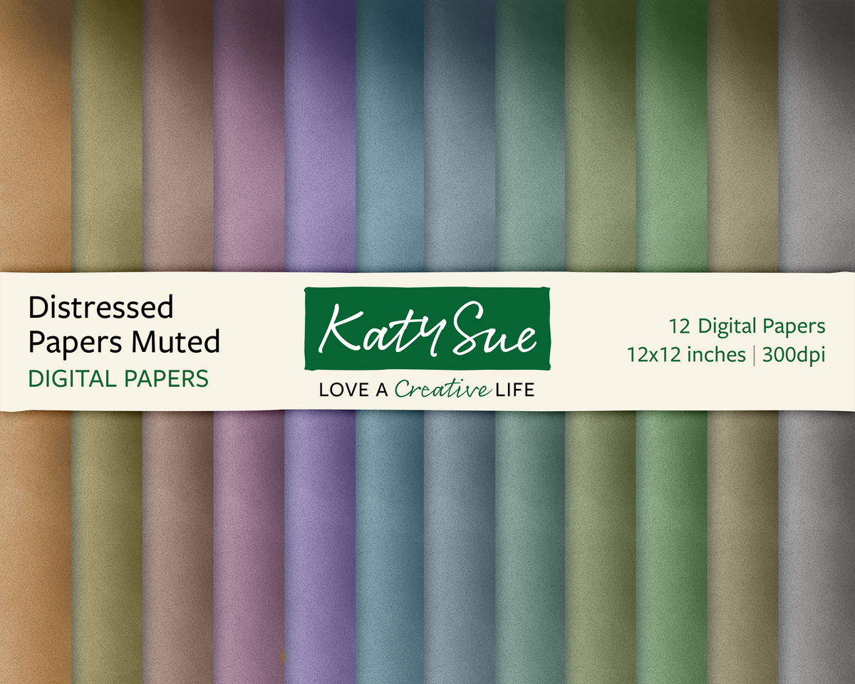 Distressed Papers Muted | 12x12 Digital Papers | Katy Sue Designs