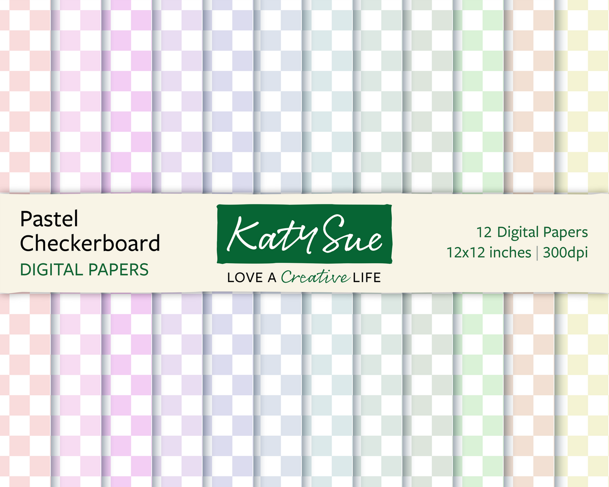 Pastel Checkerboard | 12x12 Digital Papers | Katy Sue Designs