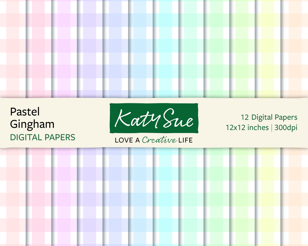Pastel Gingham | 12x12 Digital Papers | Katy Sue Designs