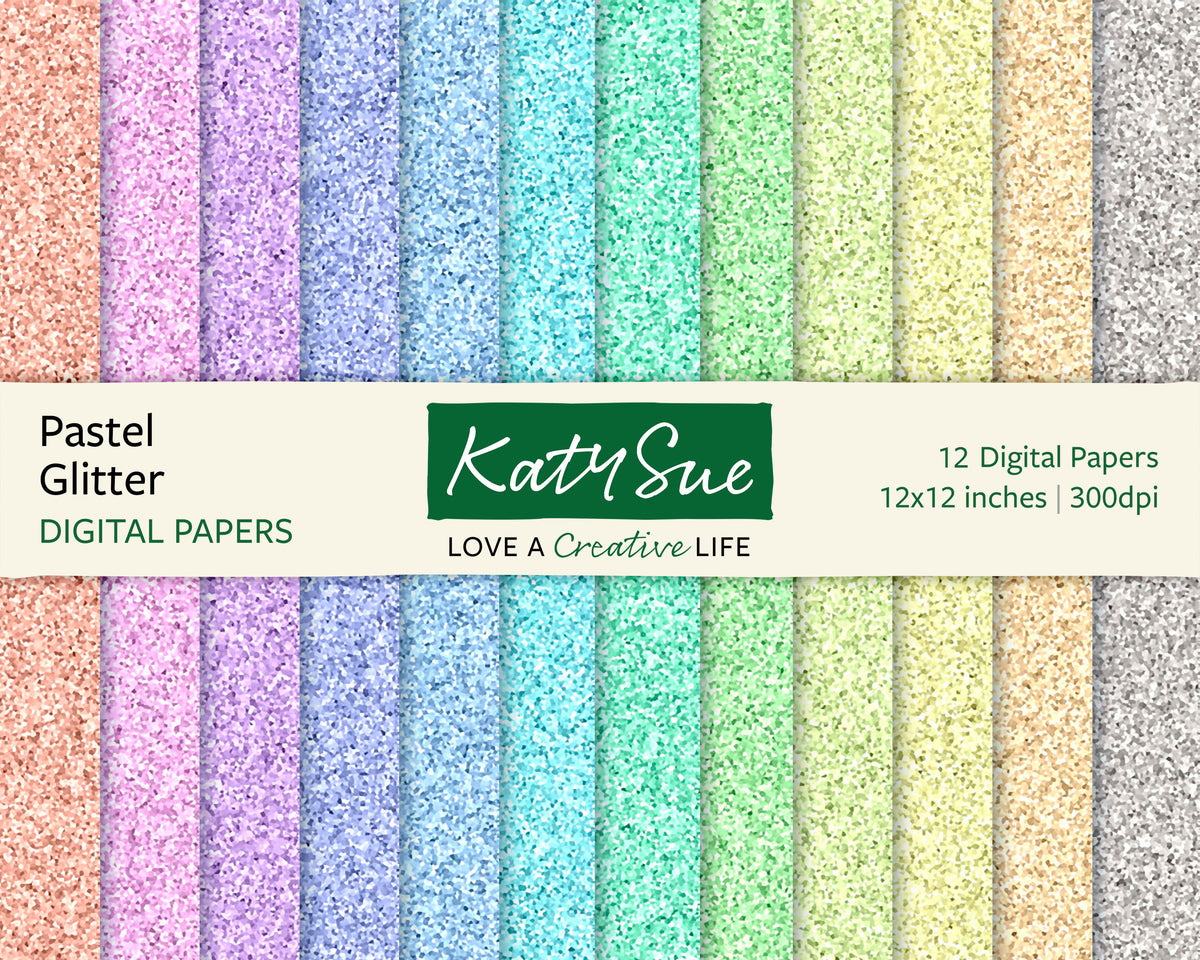 Pastel Glitter | 12x12 Digital Papers | Katy Sue Designs