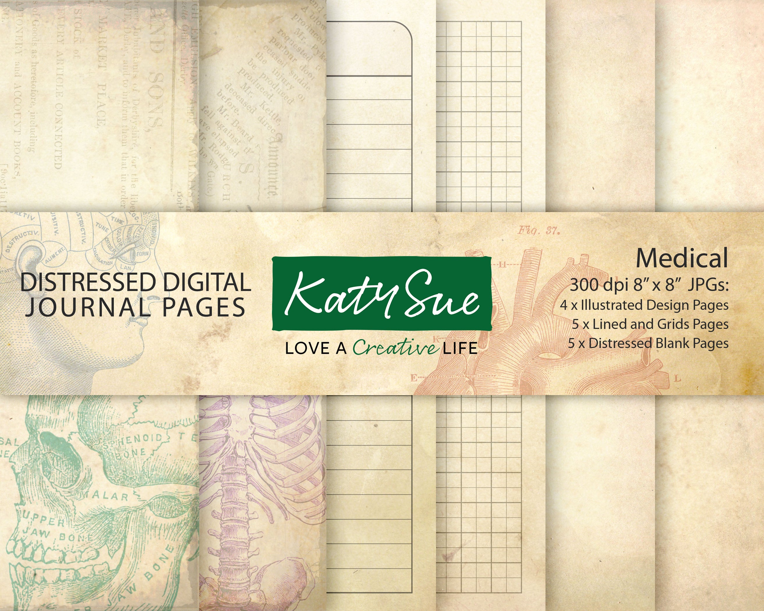 Distressed Medical | Digital Journal Pages — Katy Sue Designs