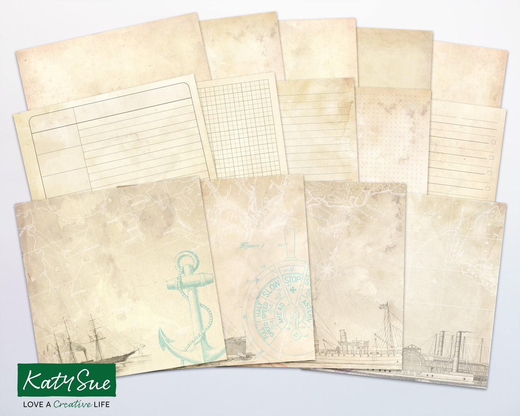 Distressed Nautical | Digital Journal Pages — Katy Sue Designs