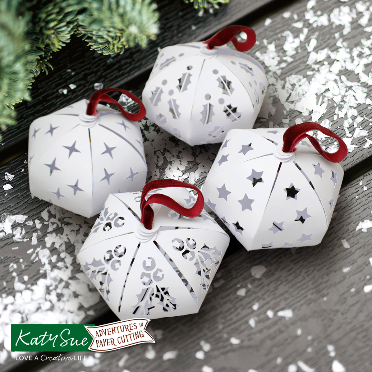 3D Hanging Christmas Baubles Paper Cutting Digital Template — Katy Sue ...