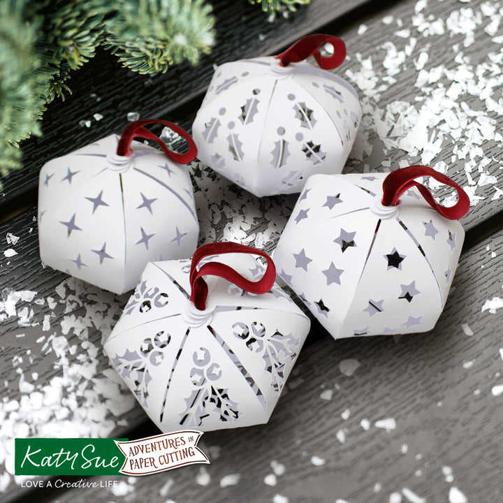 3D Hanging Christmas Baubles Paper Cutting Digital Template — Katy Sue ...