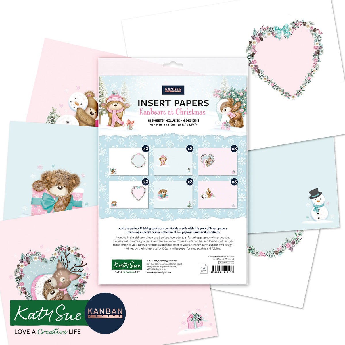 Kanban Crafts Kanbears at Christmas Insert Papers, 18 sheets — Katy Sue ...
