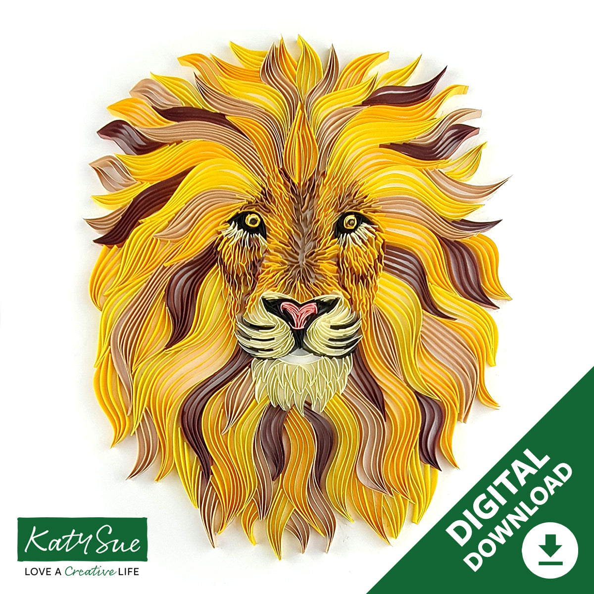 Lion Digital Quilling Template — Katy Sue Designs