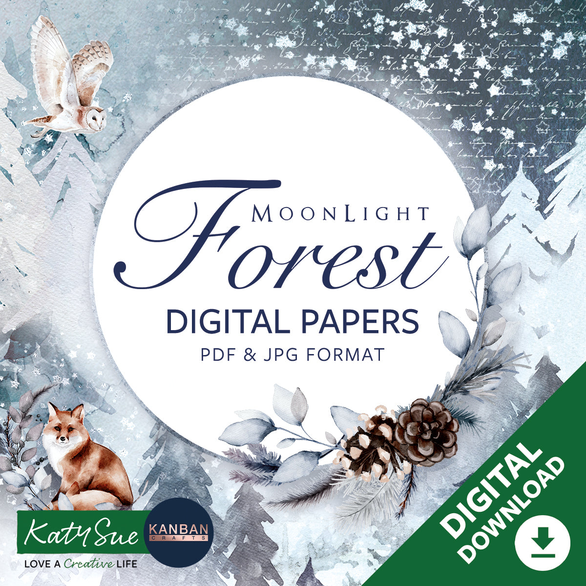Moonlight Forest Digital Papers Collection — Katy Sue Designs