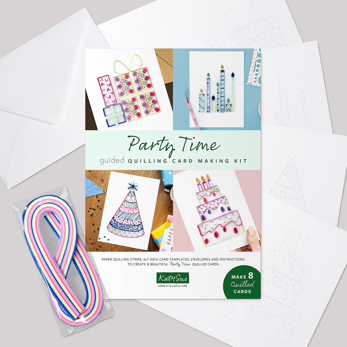 Party Time Guided Paper Quilling Card Making Kit | Katy Sue Designs