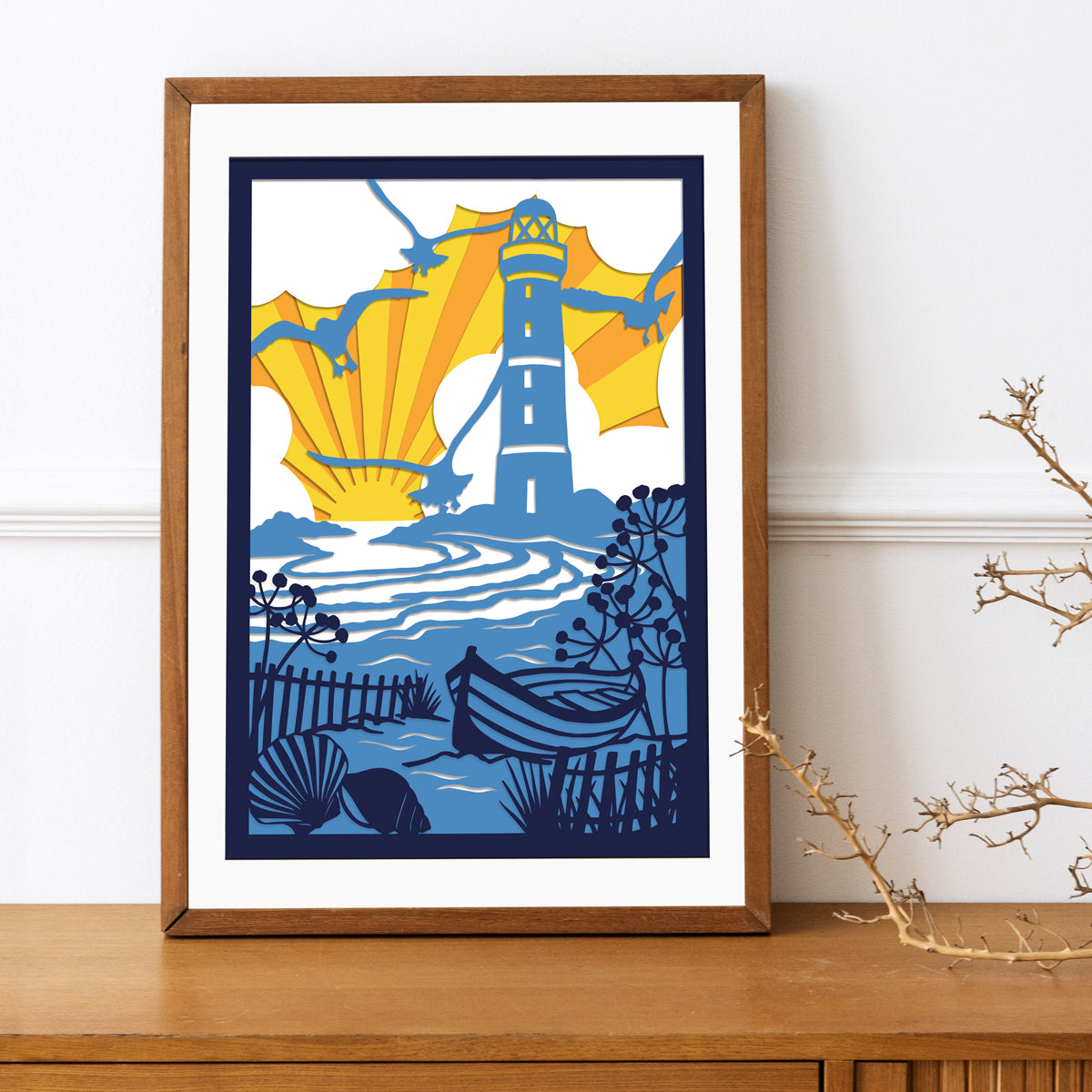 Lighthouse Layered Scene Paper Cutting Digital Template — Katy Sue Designs
